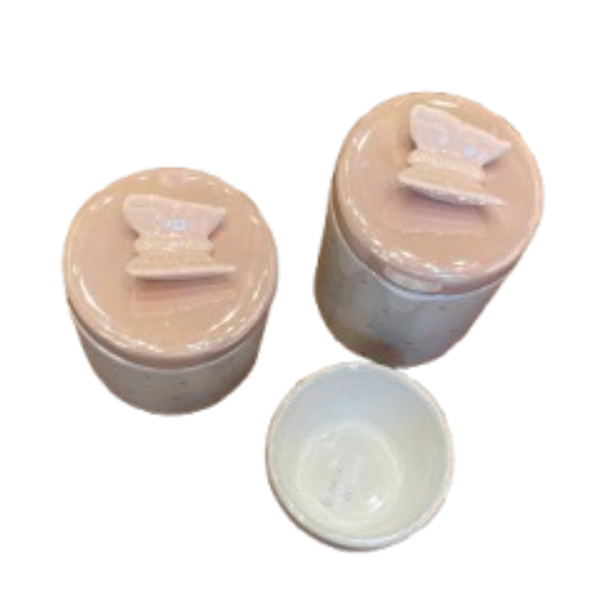 Kit Potes de Higiene - Branco Poá Rosa Perolado - Borboleta Rosa - La ...