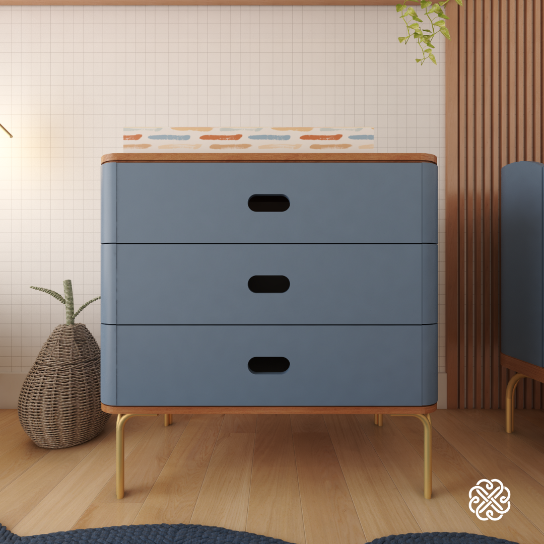 Cômoda Aquarela 3 Gavetas Azul Sereno - La Chambre